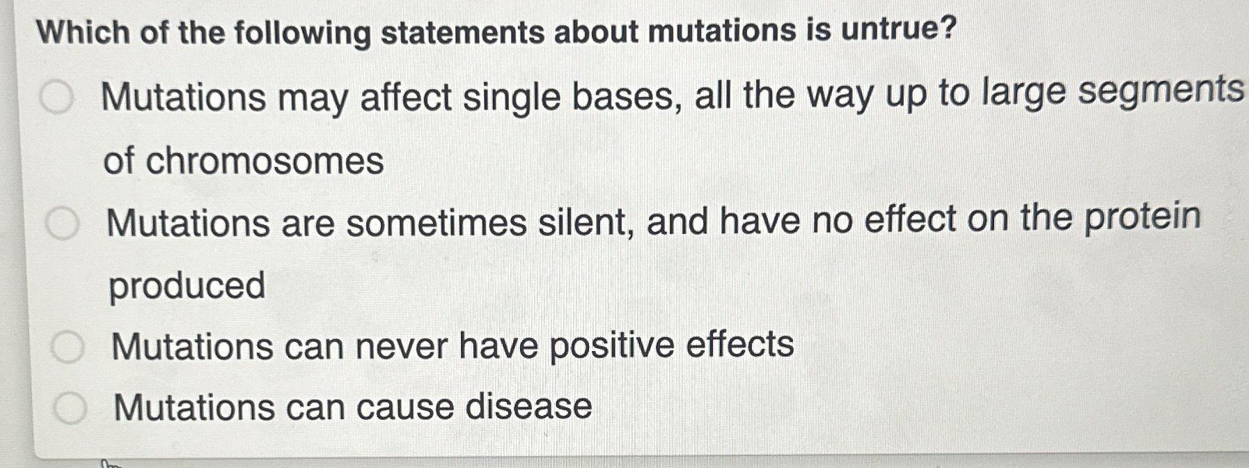 Solved Which of the following statements about mutations is | Chegg.com