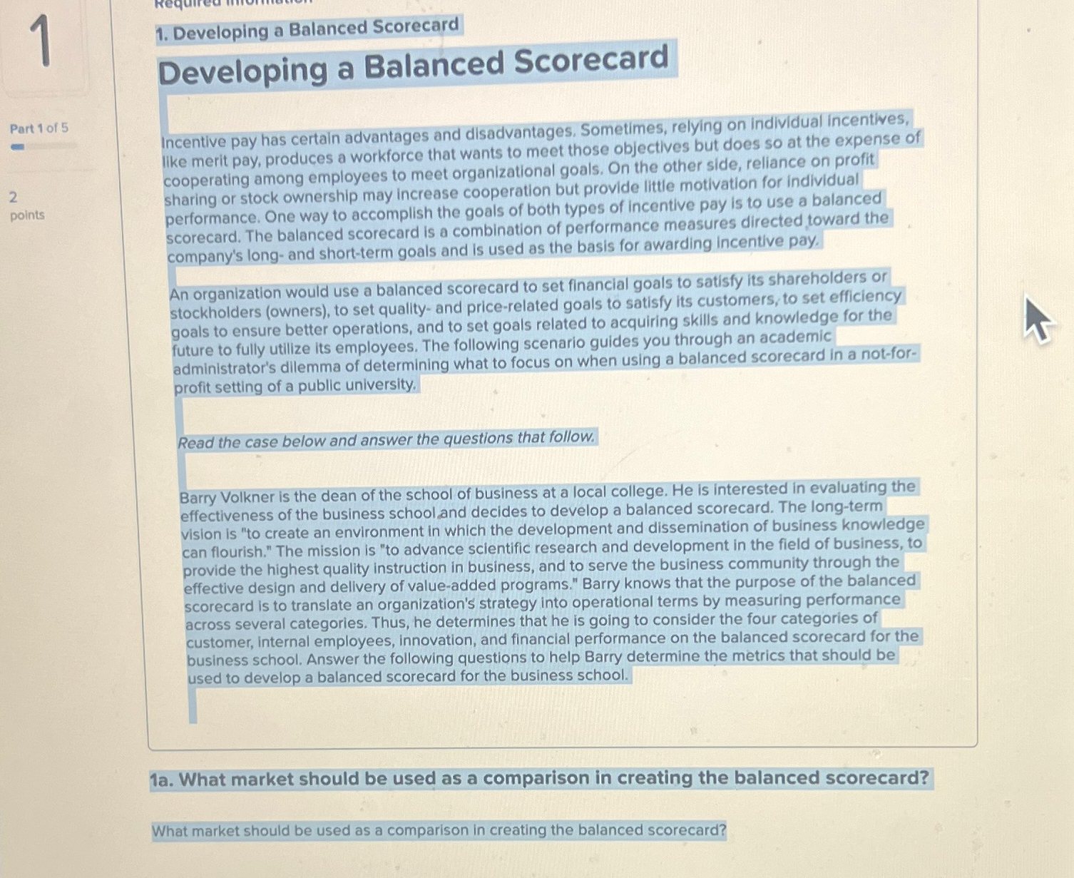 Solved 1Developing a Balanced ScorecardDeveloping a Balanced | Chegg.com