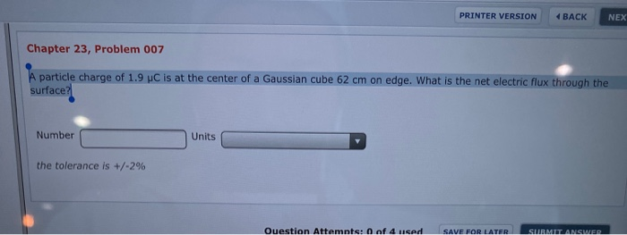 Solved PRINTER VERSION BACK NEX Chapter 23, Problem 007 A | Chegg.com