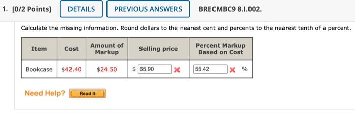 1. [0/2 Points] DETAILS PREVIOUS ANSWERS BRECMBC9 | Chegg.com