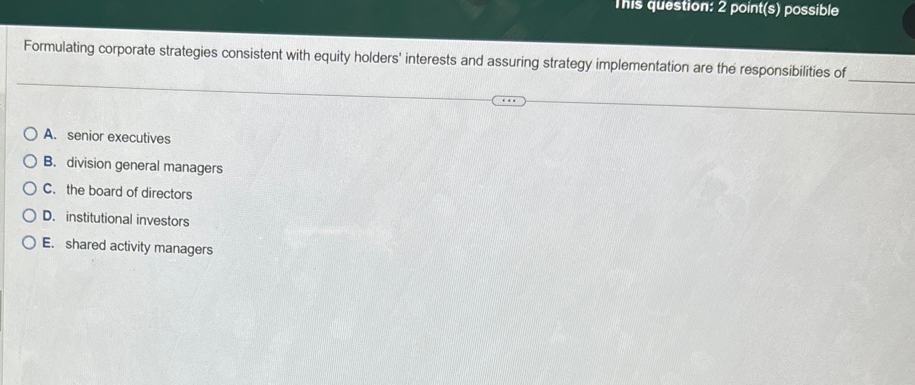 Solved Formulating corporate strategies consistent with | Chegg.com