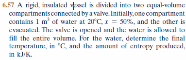 Solved A rigid, insulated vessel is divided into two equal - | Chegg.com