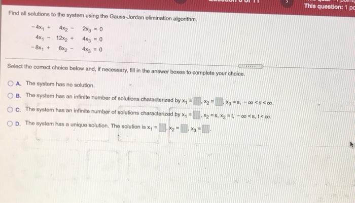 Solved This question: 1 PC Find all solutions to the system | Chegg.com
