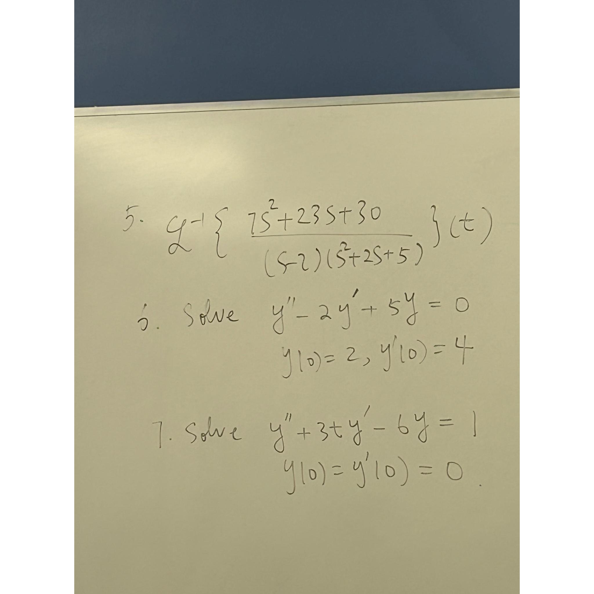 L-1{7s2+23s+30(s-2)(s2+2s+5)}(t)Solve | Chegg.com