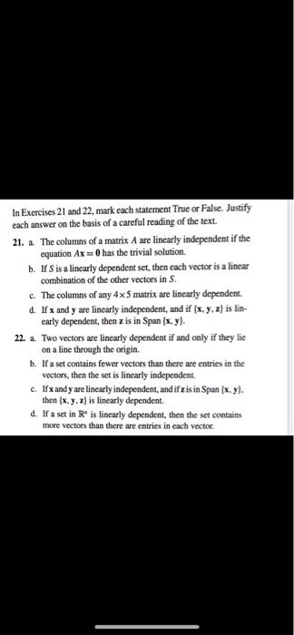 Solved In Exercises 21 and 22, mark each statement True or | Chegg.com