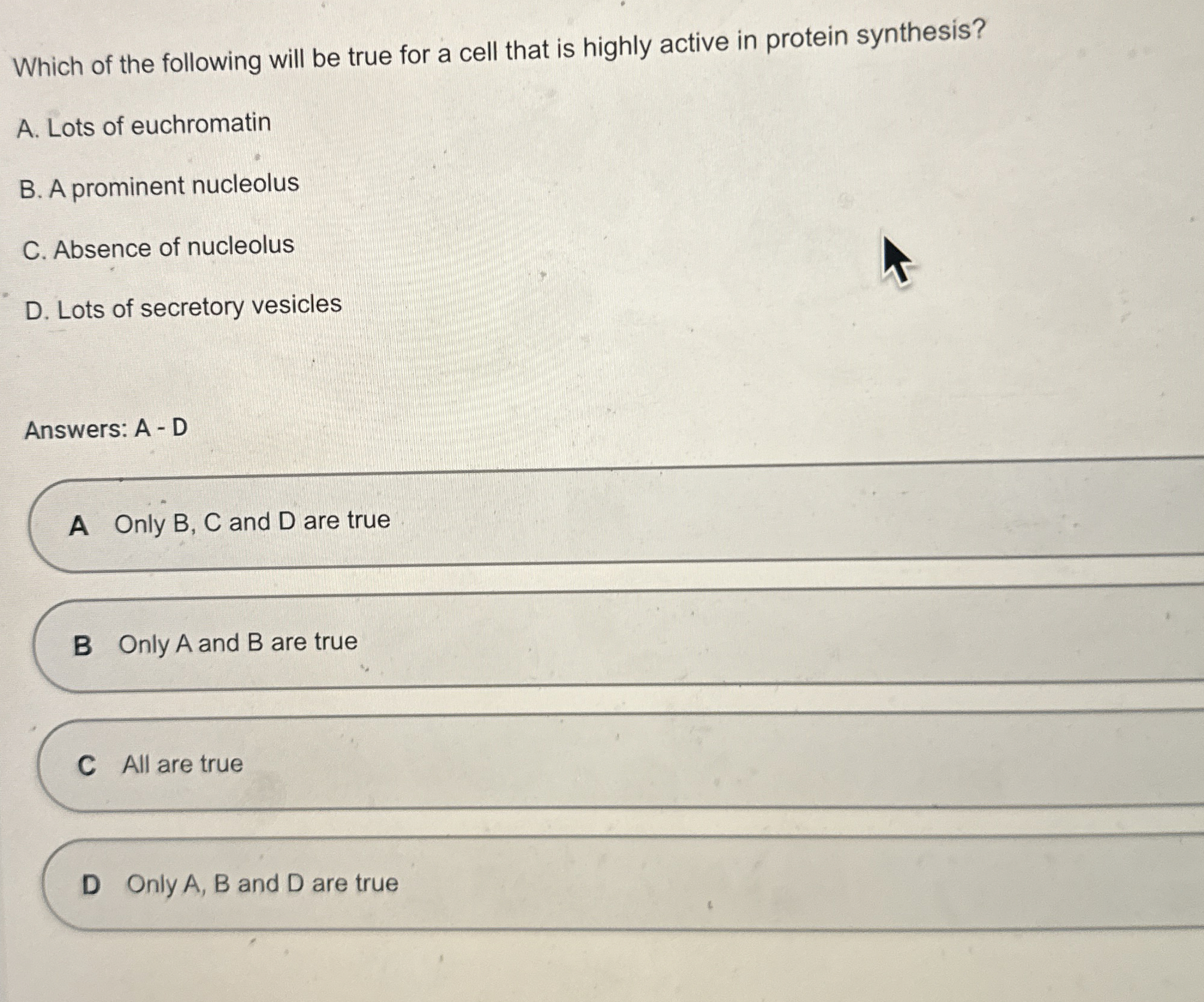 Solved Which of the following will be true for a cell that | Chegg.com