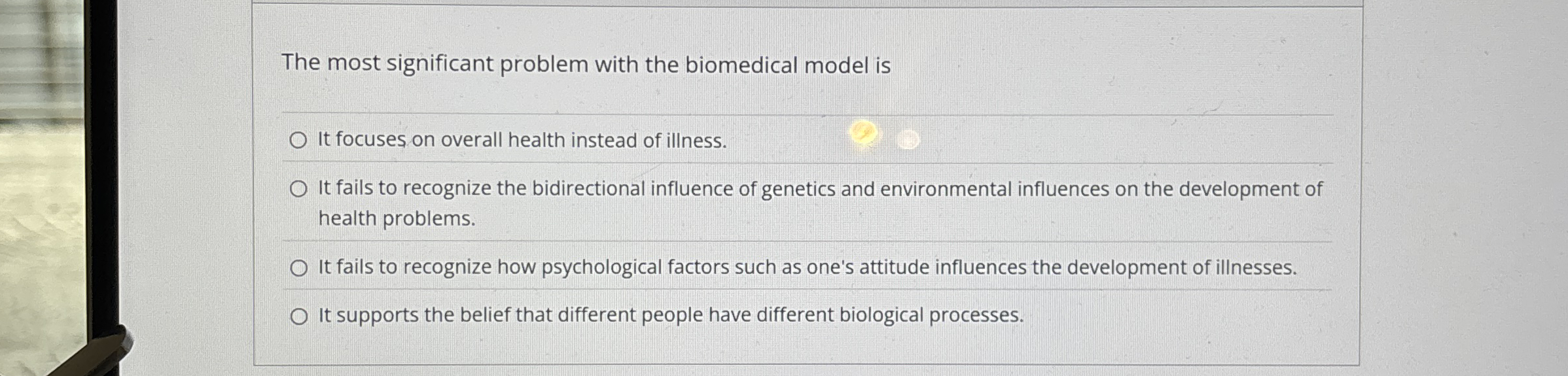 Solved The most significant problem with the biomedical | Chegg.com