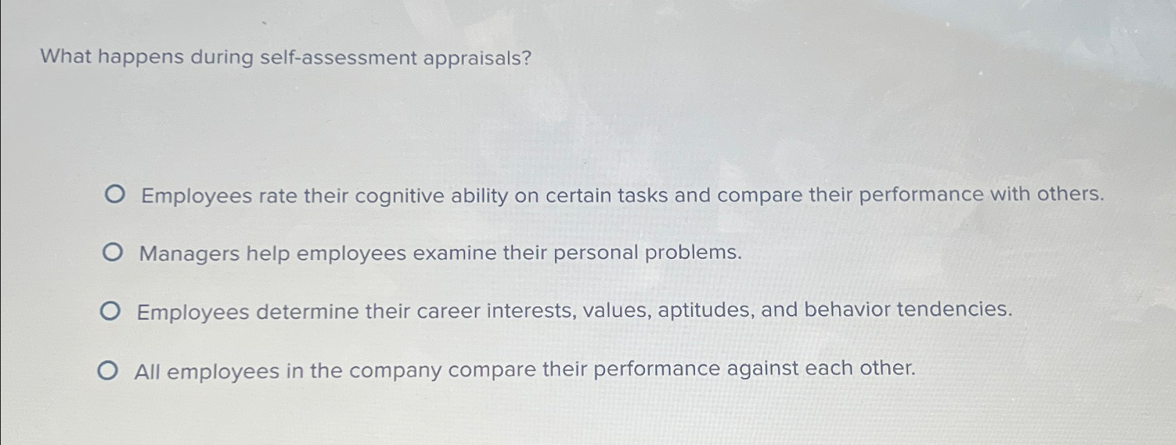 Solved What happens during self-assessment | Chegg.com