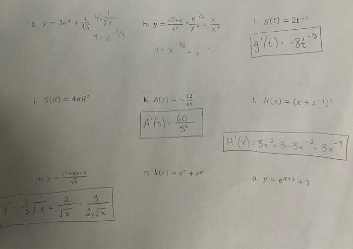 Solved g. y=3ex+3x14⋅3x1 h. y=x2x+x⋅x2x1/2+x2x i. | Chegg.com