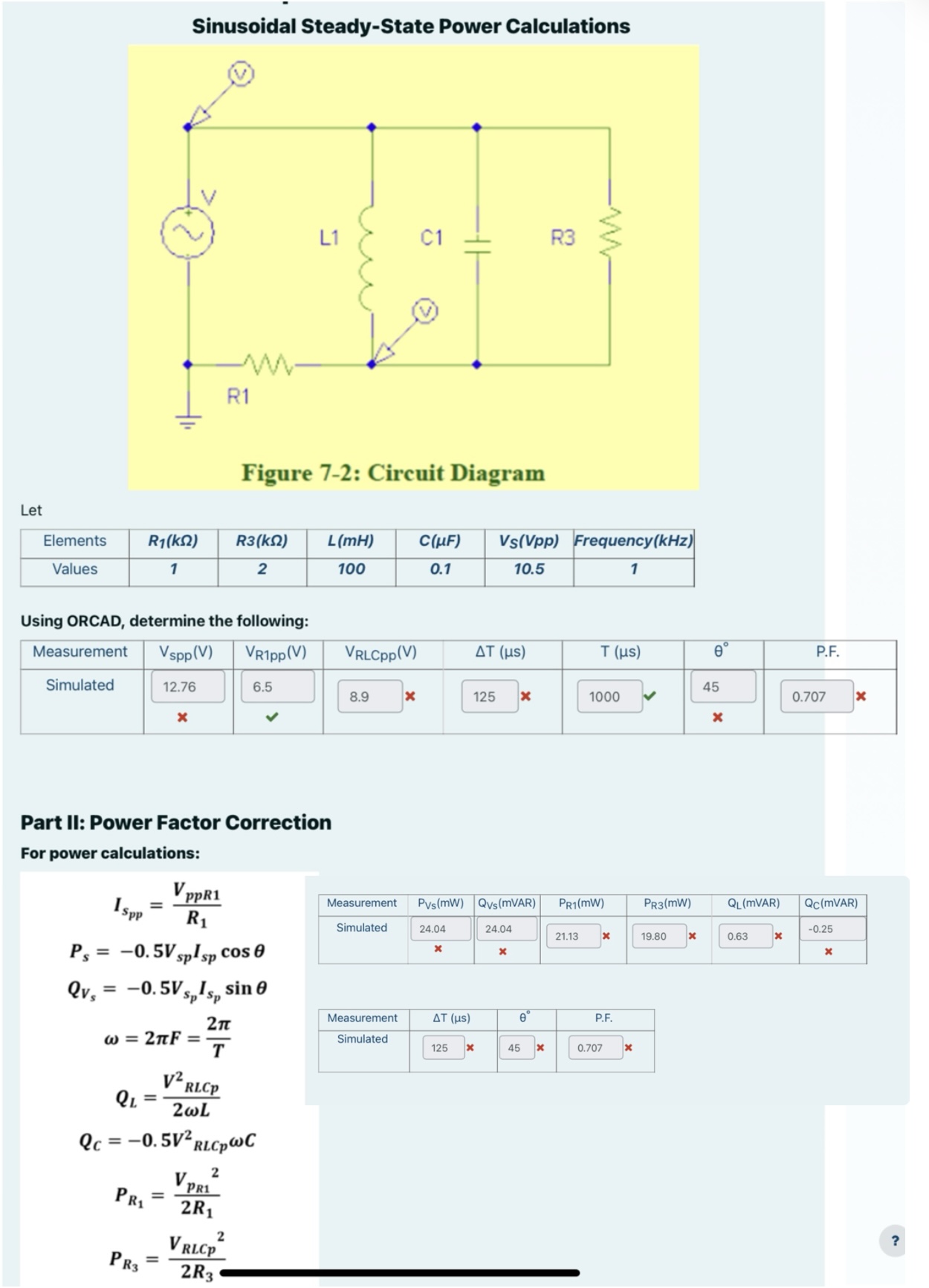 Use Orcad to ﻿solve the tables and give correct | Chegg.com