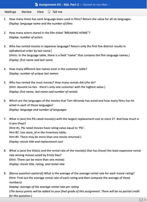 Solved 1. How many times has each language been used in | Chegg.com