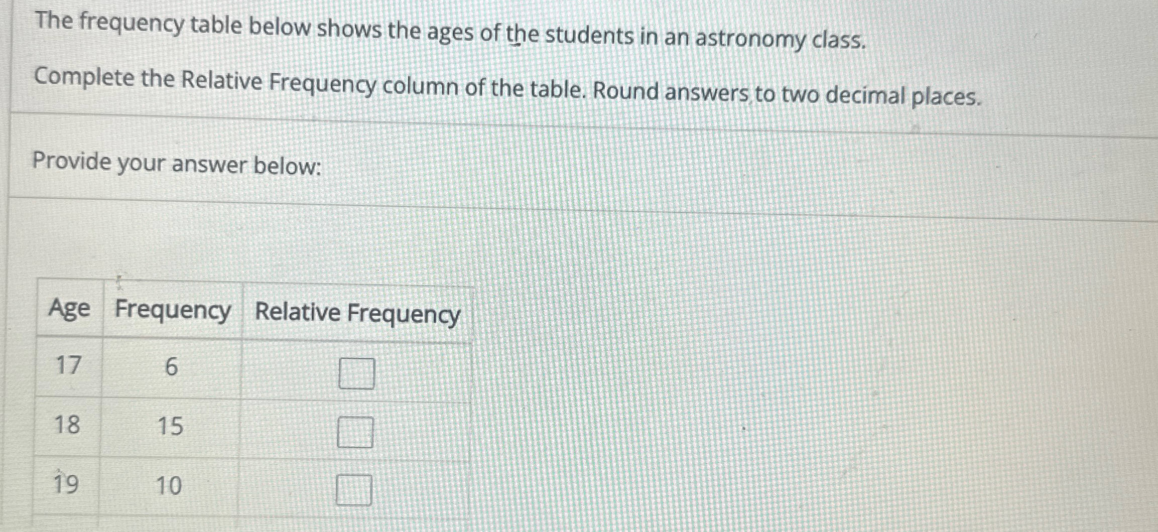 The frequency table below shows the ages of the | Chegg.com