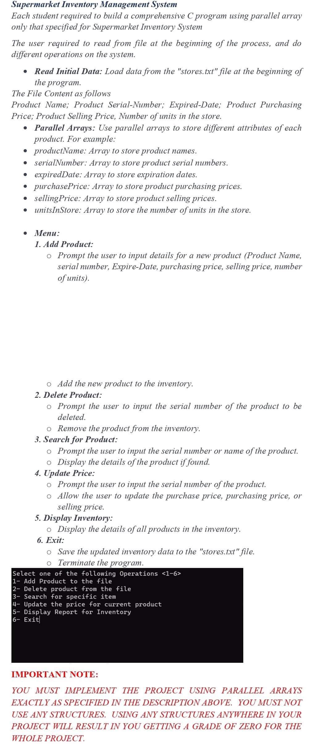 Solved Supermarket Inventory Management SystemEach student | Chegg.com