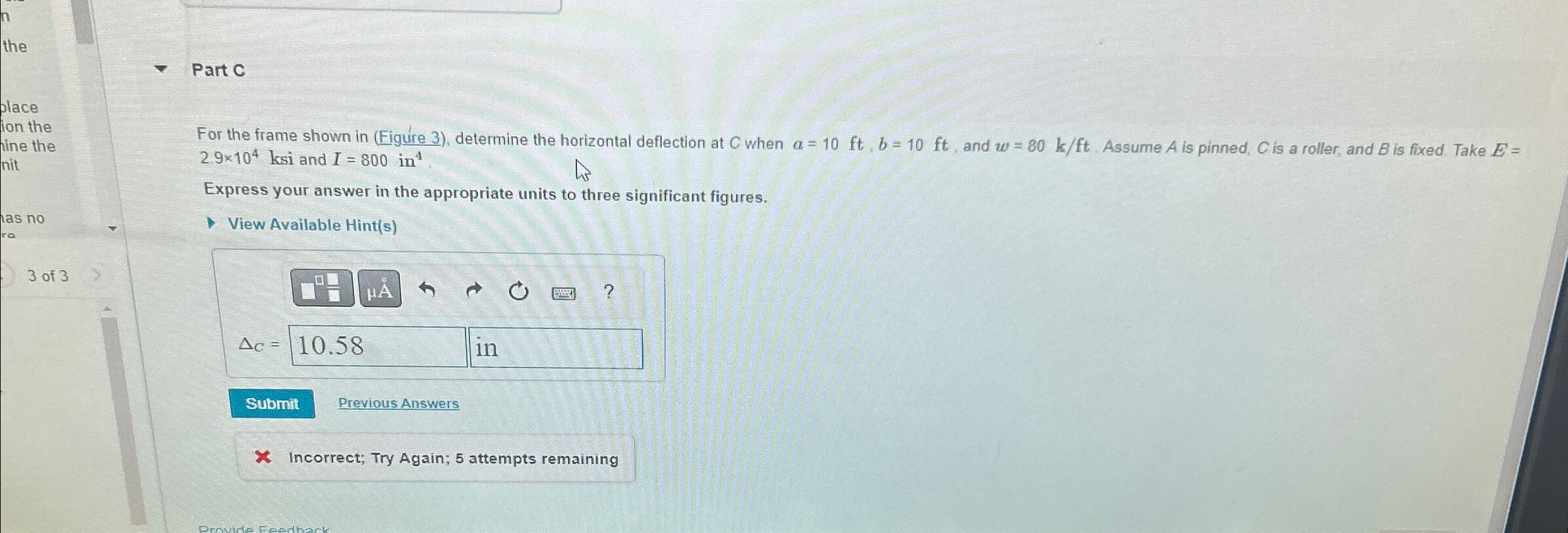 Part CFor the frame shown in (Figure 3), ﻿determine | Chegg.com