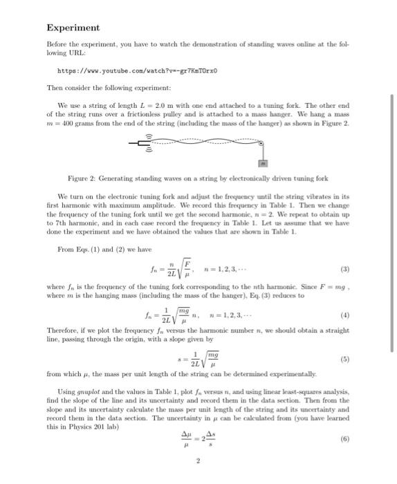 Solved Objective To investigate standing waves on a string | Chegg.com