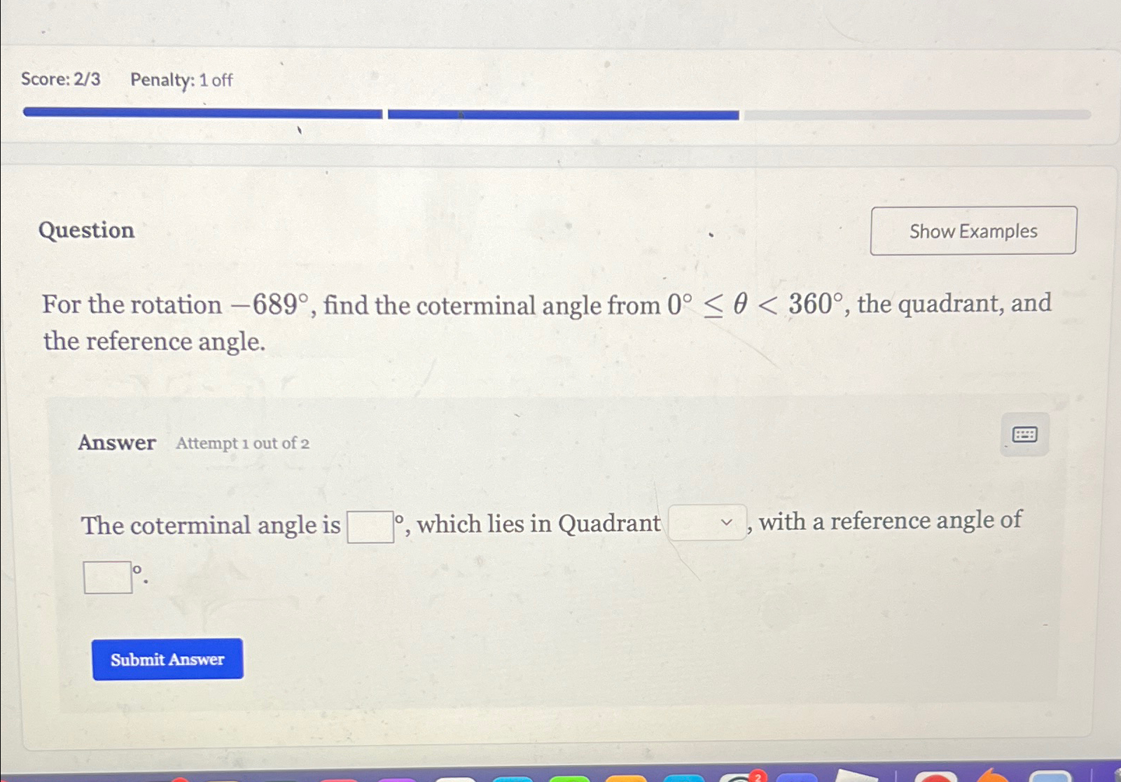 Solved Score: 23Penalty: 1 ﻿offQuestionFor the rotation | Chegg.com