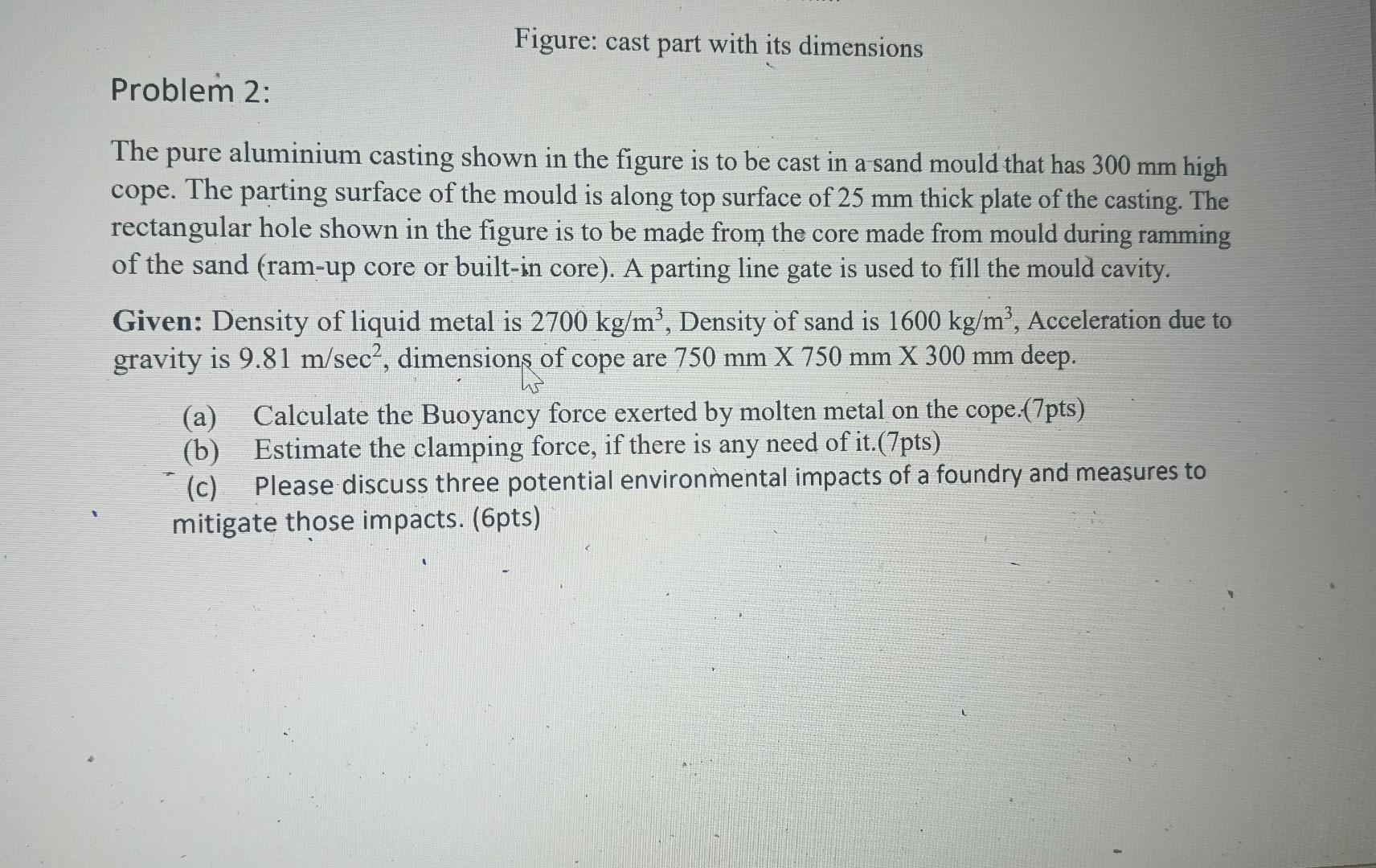 Solved Figure: cast part with its dimensions Problem 2: The | Chegg.com