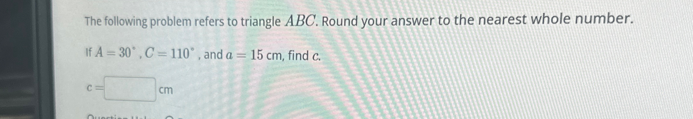 Solved The following problem refers to triangle ABC. Round | Chegg.com