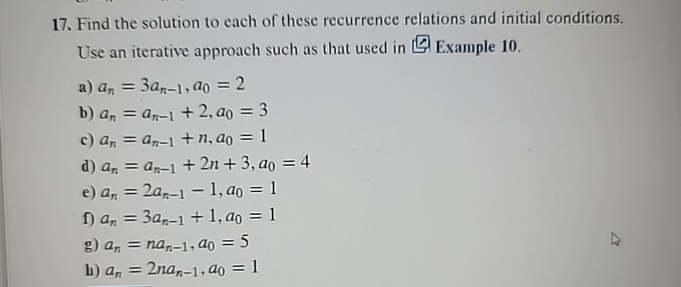 Solved Find the solution to each of these recurrence | Chegg.com