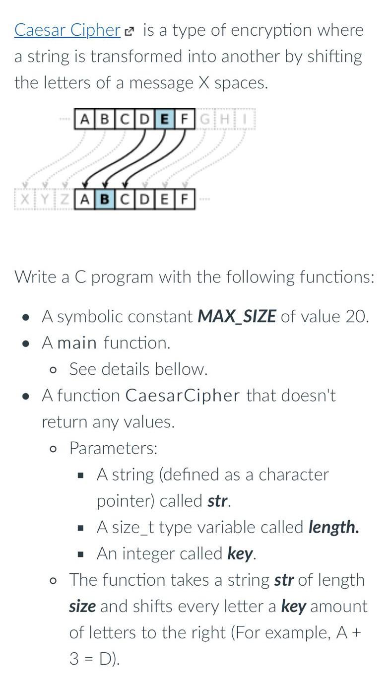 Solved Caesar Cipher is a type of encryption where a string | Chegg.com