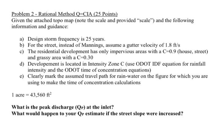 Problem 2 - Rational Method Q=CIA (25 Points) Given | Chegg.com
