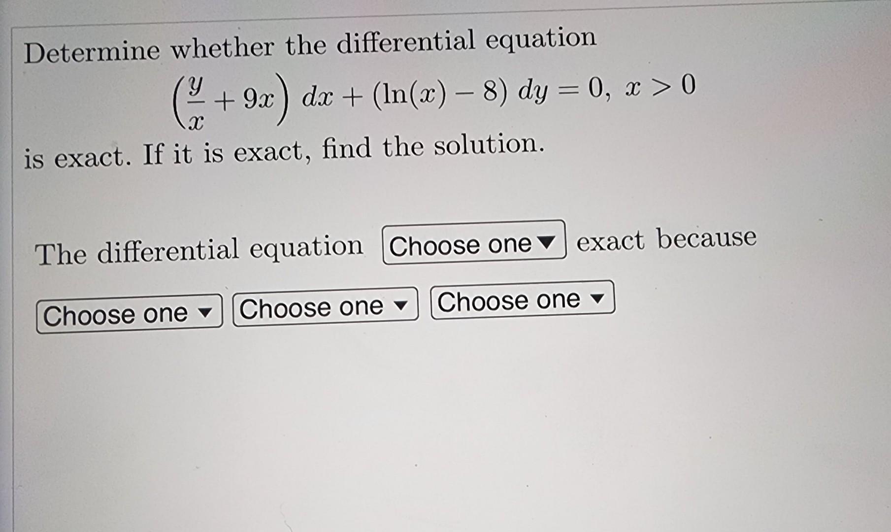 Solved Determine whether the differential equation | Chegg.com