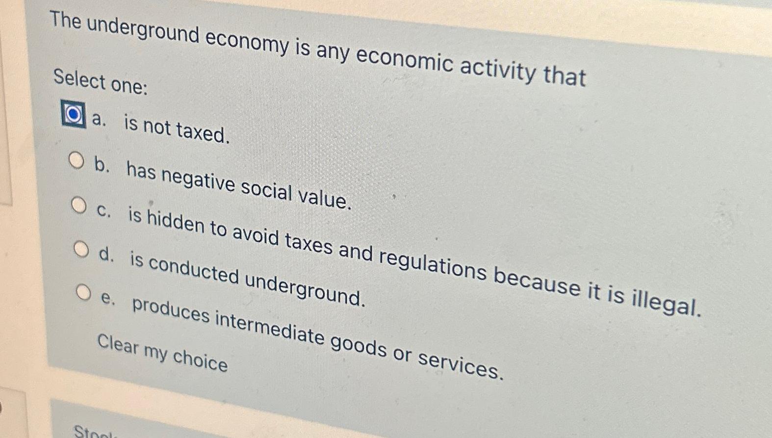 Solved The underground economy is any economic activity | Chegg.com