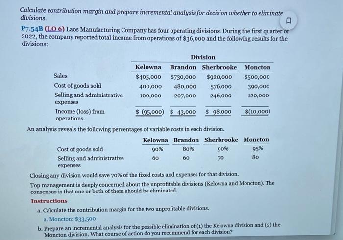 Solved Calculate contribution margin and prepare incremental | Chegg.com