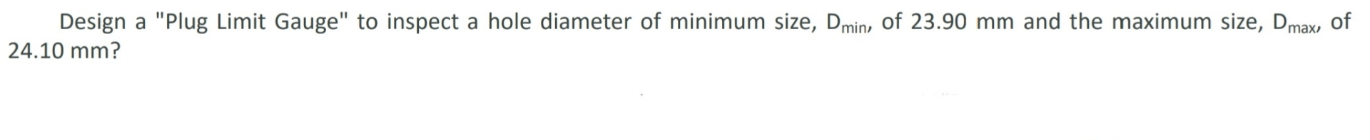 Solved Design a "Plug Limit Gauge" to inspect a hole | Chegg.com