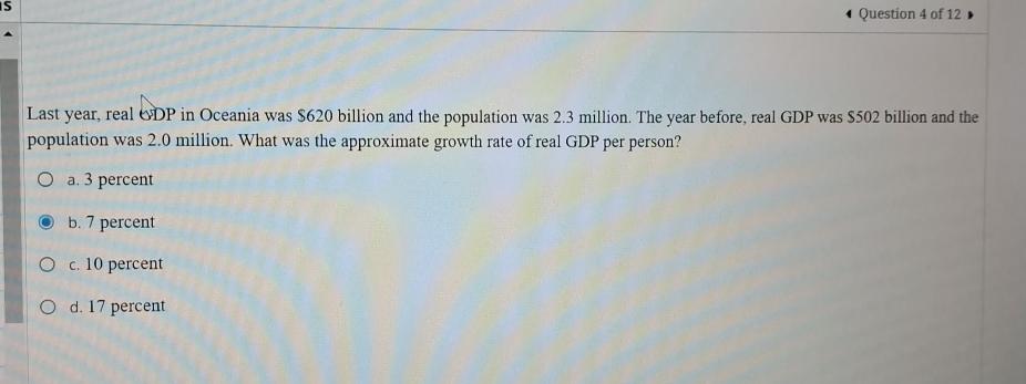 Solved Question 4 ﻿of 12 ,Last year, real ODP in Oceania was | Chegg.com