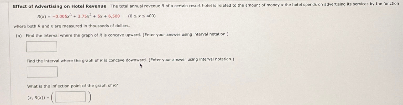 Solved )≤x≤(400(a) ﻿Find the interval where the graph of R | Chegg.com