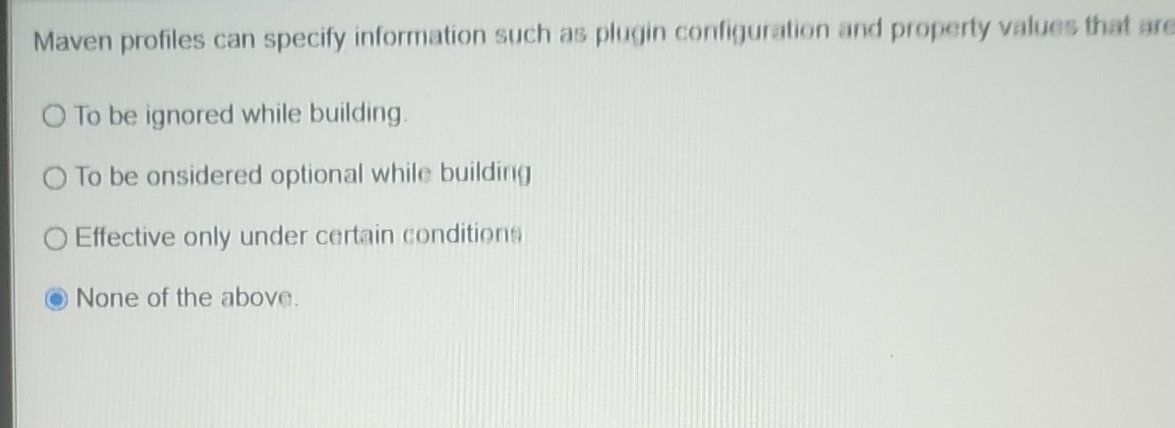 Solved Maven profiles can specify information such as plugin | Chegg.com