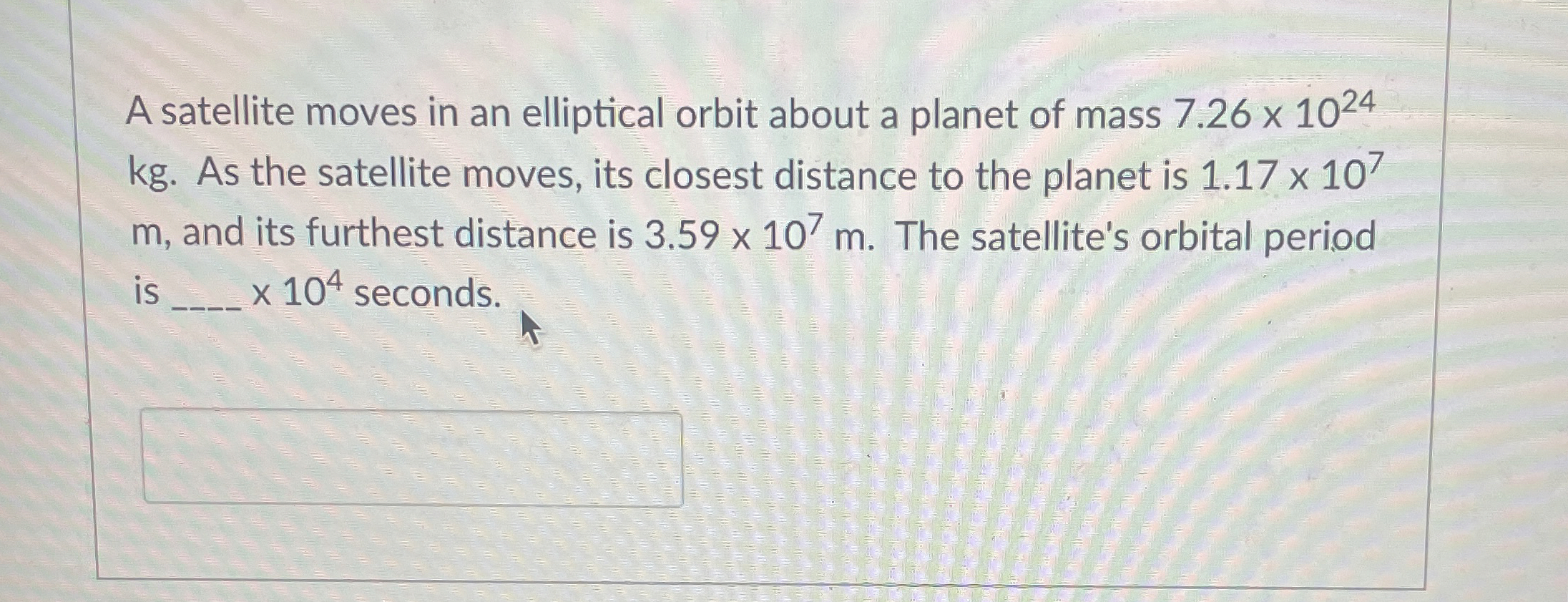 Solved A satellite moves in an elliptical orbit about a | Chegg.com