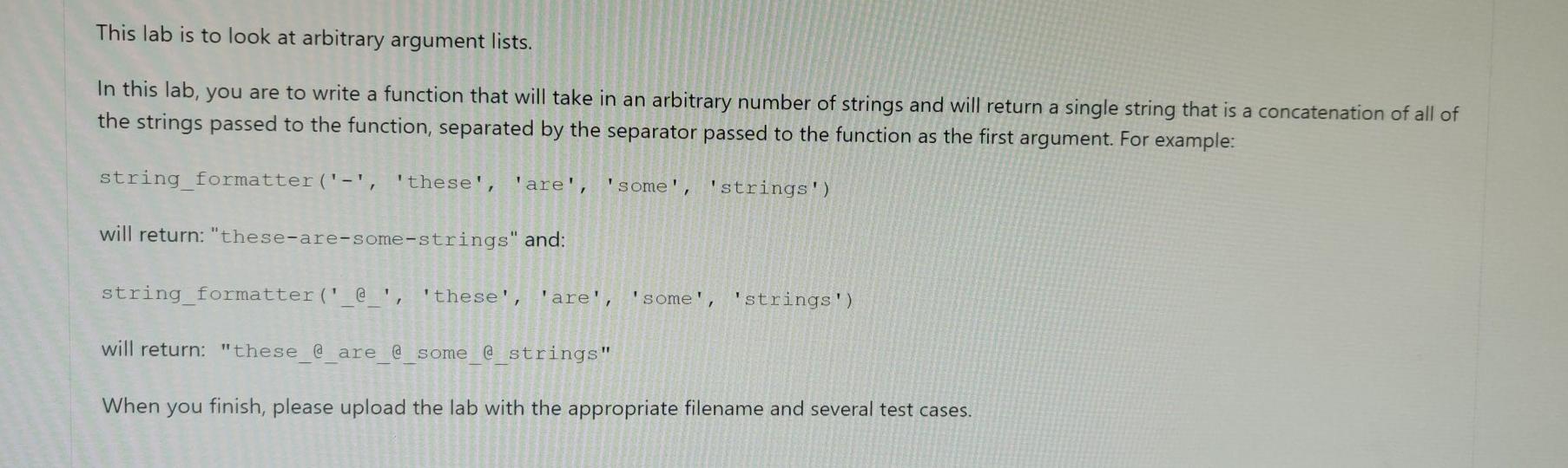 Solved This lab is to look at arbitrary argument lists. In | Chegg.com