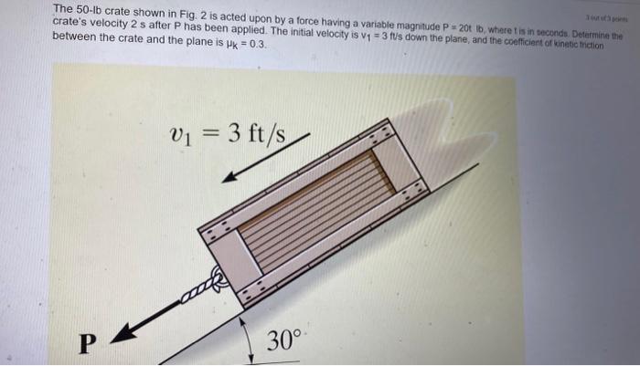 Solved The 50 -ib crate shown in Fig. 2 is acted upon by a | Chegg.com