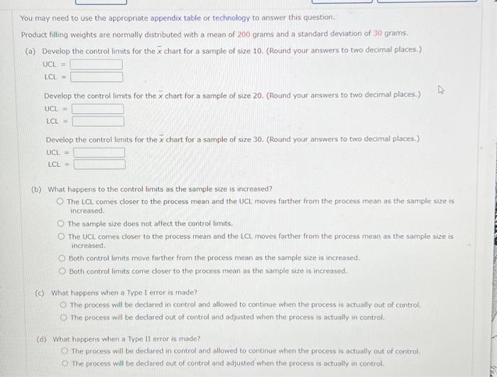 Solved (b) What happens to the control limits as the sample | Chegg.com
