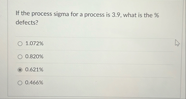 Solved If the process sigma for a process is 3.9 , ﻿what is | Chegg.com