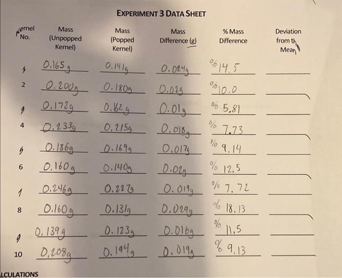 Solved EXPERIMENT 3 DATA SHFFT | Chegg.com