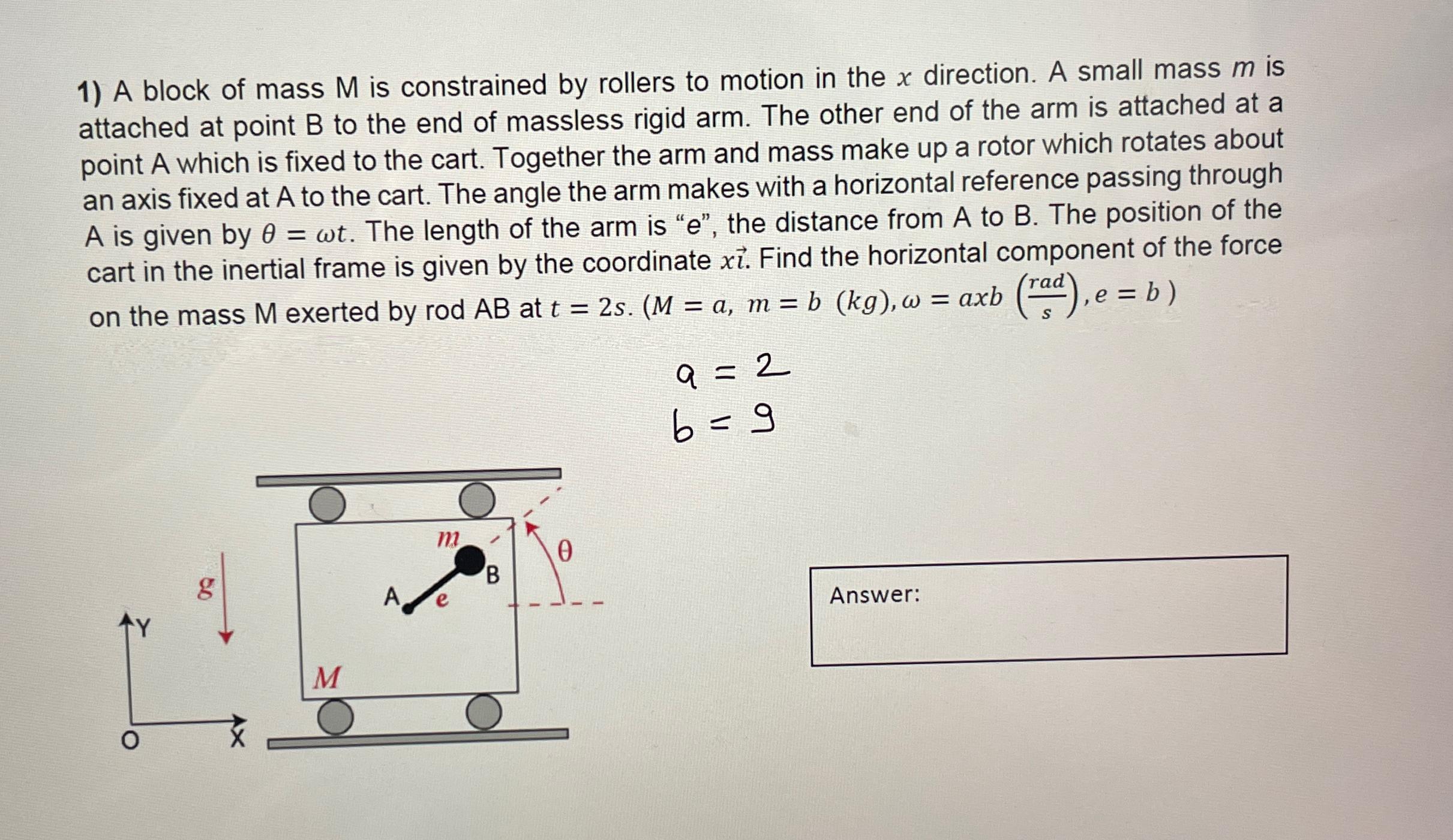 Solved A block of mass M ﻿is constrained by rollers to | Chegg.com
