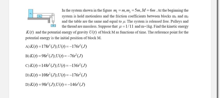 Solved In the system shown in the figure m = m,m = 5m, M | Chegg.com