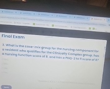 Solved Final ExamWhat is the case-mix group for the nursing | Chegg.com
