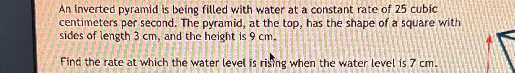 Solved An inverted pyramid is being filled with water at a | Chegg.com