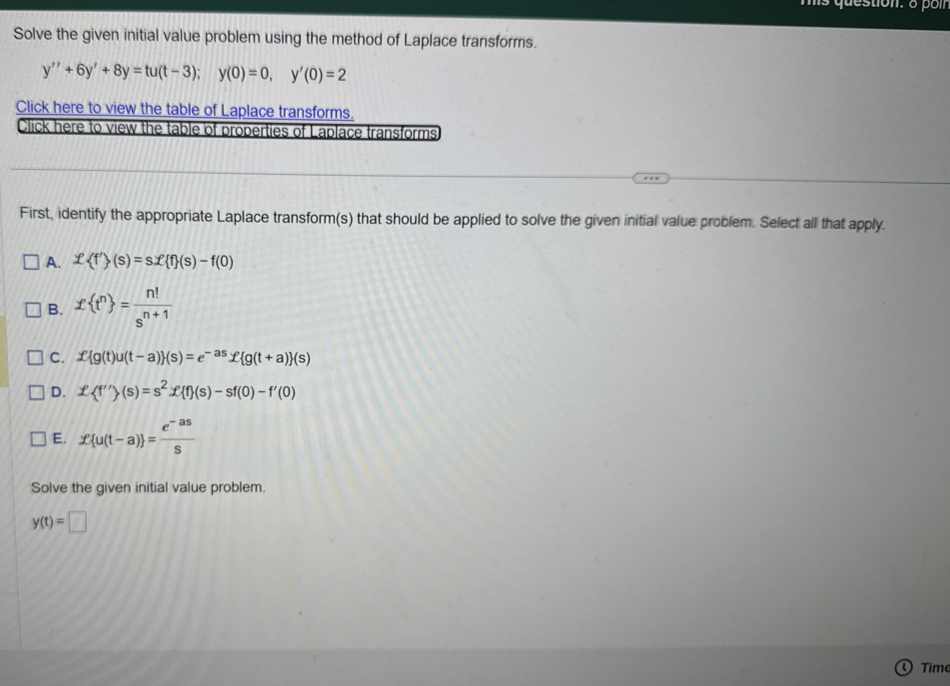 Solved Solve the given initial value problem using the | Chegg.com