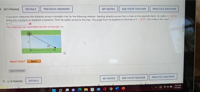 Solved A surveyor measures the distance across a straight | Chegg.com