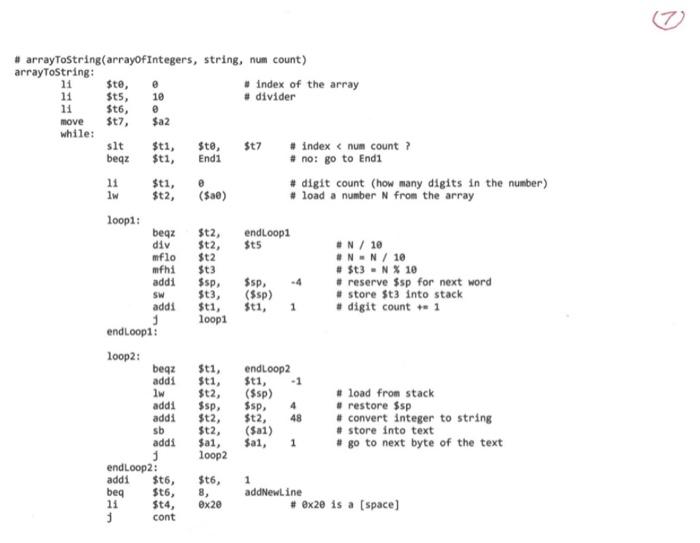 MIPS Assembly code explanation and relation for all | Chegg.com