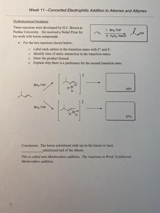 Solved Week 11 -Concerted Electrophilic Addition to Alkenes | Chegg.com