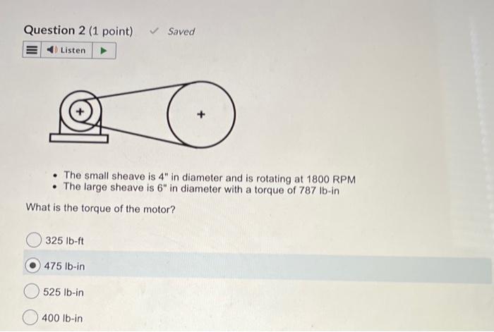 Solved - The small sheave is 4′′ in diameter and is rotating | Chegg.com