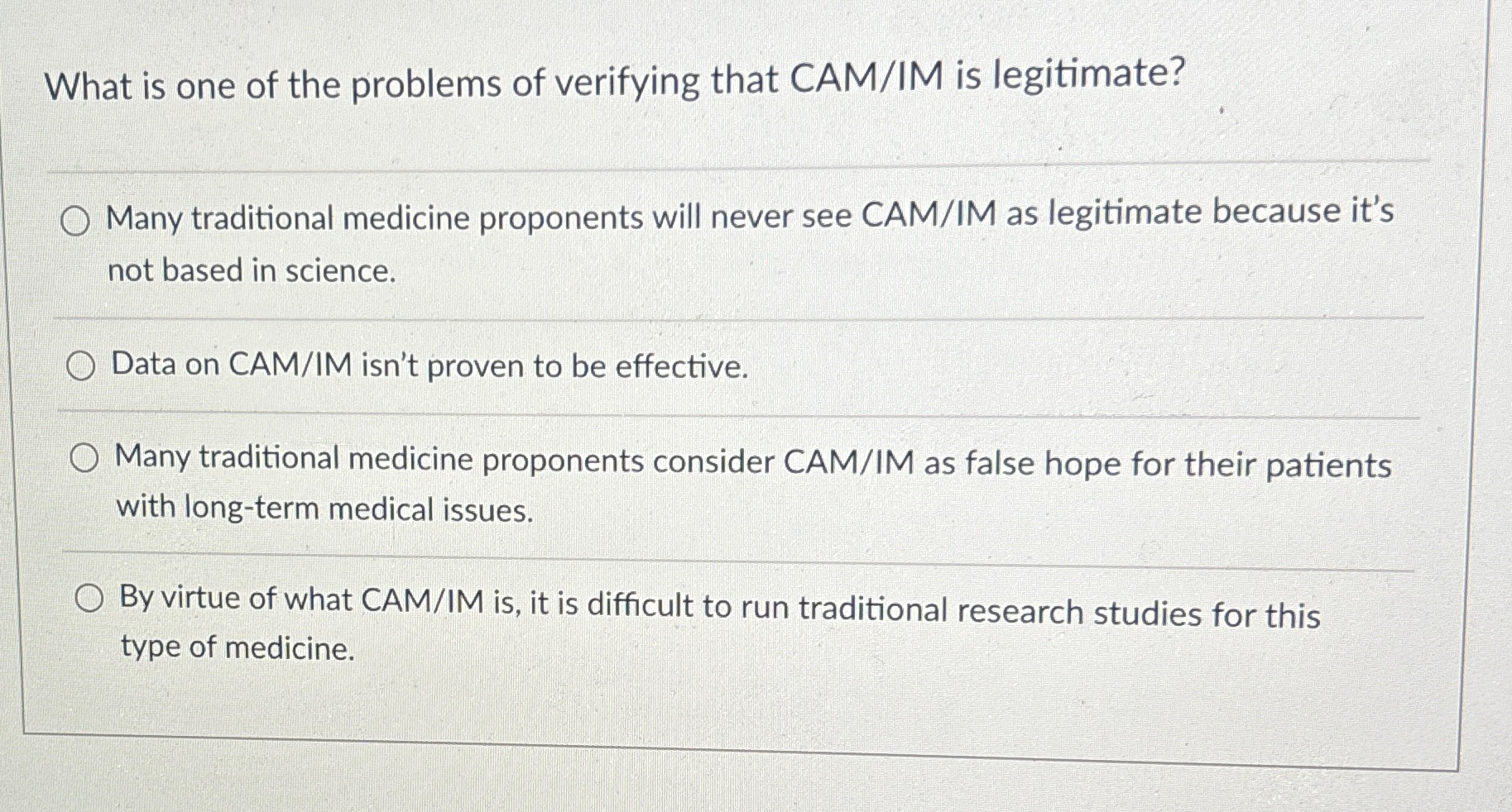 Solved What is one of the problems of verifying that CAM/IM | Chegg.com