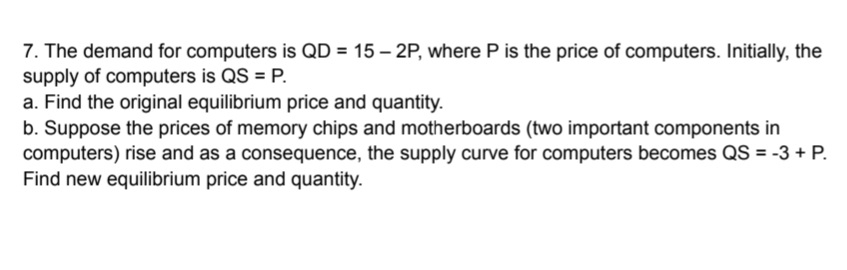 The demand for computers is QD=15-2P, ﻿where P ﻿is | Chegg.com