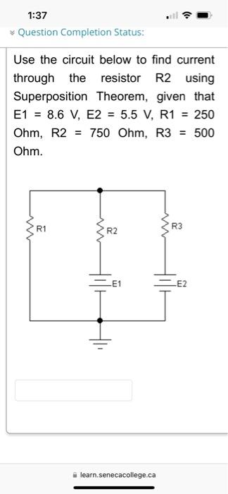 Solved Use the circuit below to find current through the | Chegg.com